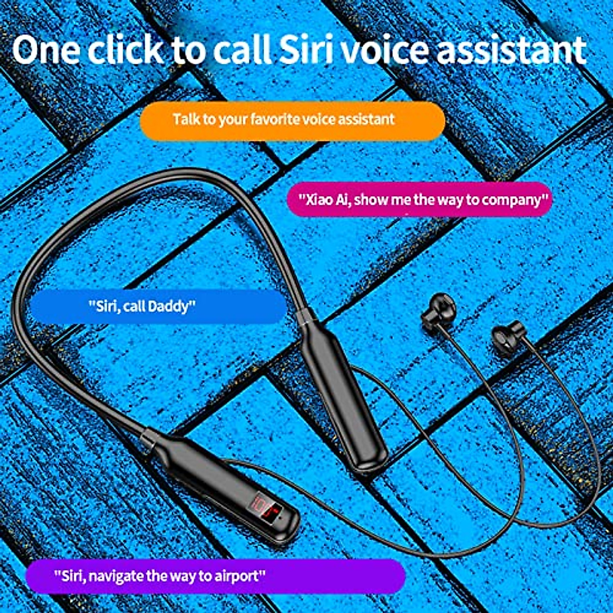 EAVAN Wireless Bluetooth Neckband Headphone with 50Hrs Playtime, 14 mm Drivers,HD Call, USB-C Fast Charging,with TF Card Slot and LED Power Display Neck Headset, Foldable & Lightweight Build