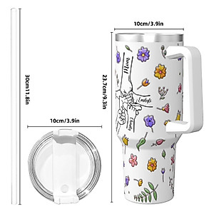 Personalized 40 Oz Stainless Steel Tumbler Best Mom Ever Cup Gift, Custom Name 3D Inflated Effect Travel Mug, Birthday Valentine's Day Coffee Mug for Mom Nana Mothers Day Gifts for Mom,01