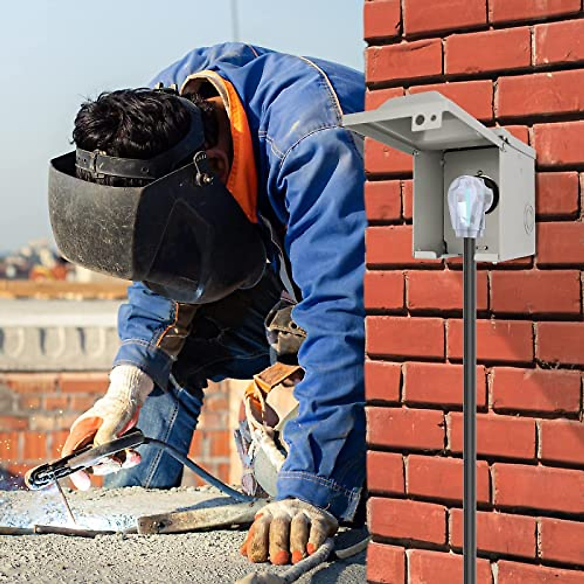 RVMATE 250V 40 Feet Welder Extension Cord, 8 AWG NEMA 6-50 STW Heavy Duty Welding Cord with LED Indicator