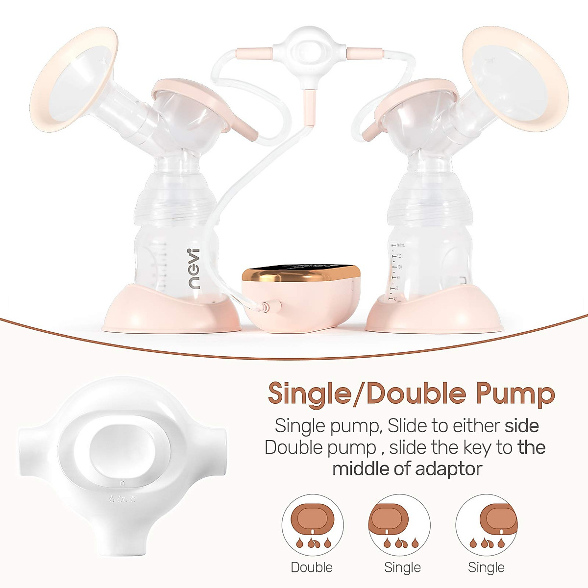 NCVI Double Electric Breast Pump, Portable Breast Pump for Breastfeeding, Breastpump 3 Modes & 12 Levels, 24/28mm Flanges, Touch Screen LED Display, Anti-Backflow, Rechargeable Battery
