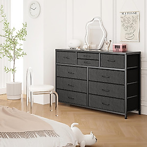 GAOMON Dresser for Bedroom TV Stand for 55” TV, Entertainment Center with 10 Drawers, Storage Organizer Unit for Living Room, Closet, Entryway, Hallway (Black)