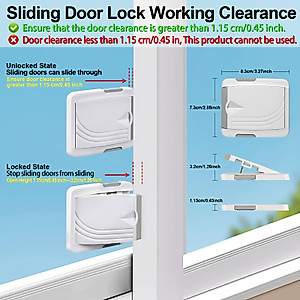Sliding Door Lock, 2 Pack Child Safety Sliding Glass Door Lock for Sliding Glass Doors, Sliding Windows, Sliding Closet, etc. Easy to Installation Provides More Security for Your Baby and Pets