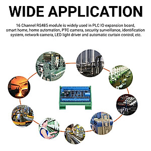 16 Input 16 Output Expansion Board RS485 16 Channel Remote Control Switch Module PLC IO Module DC 6.5‑30V for Smart Home(with Shell)