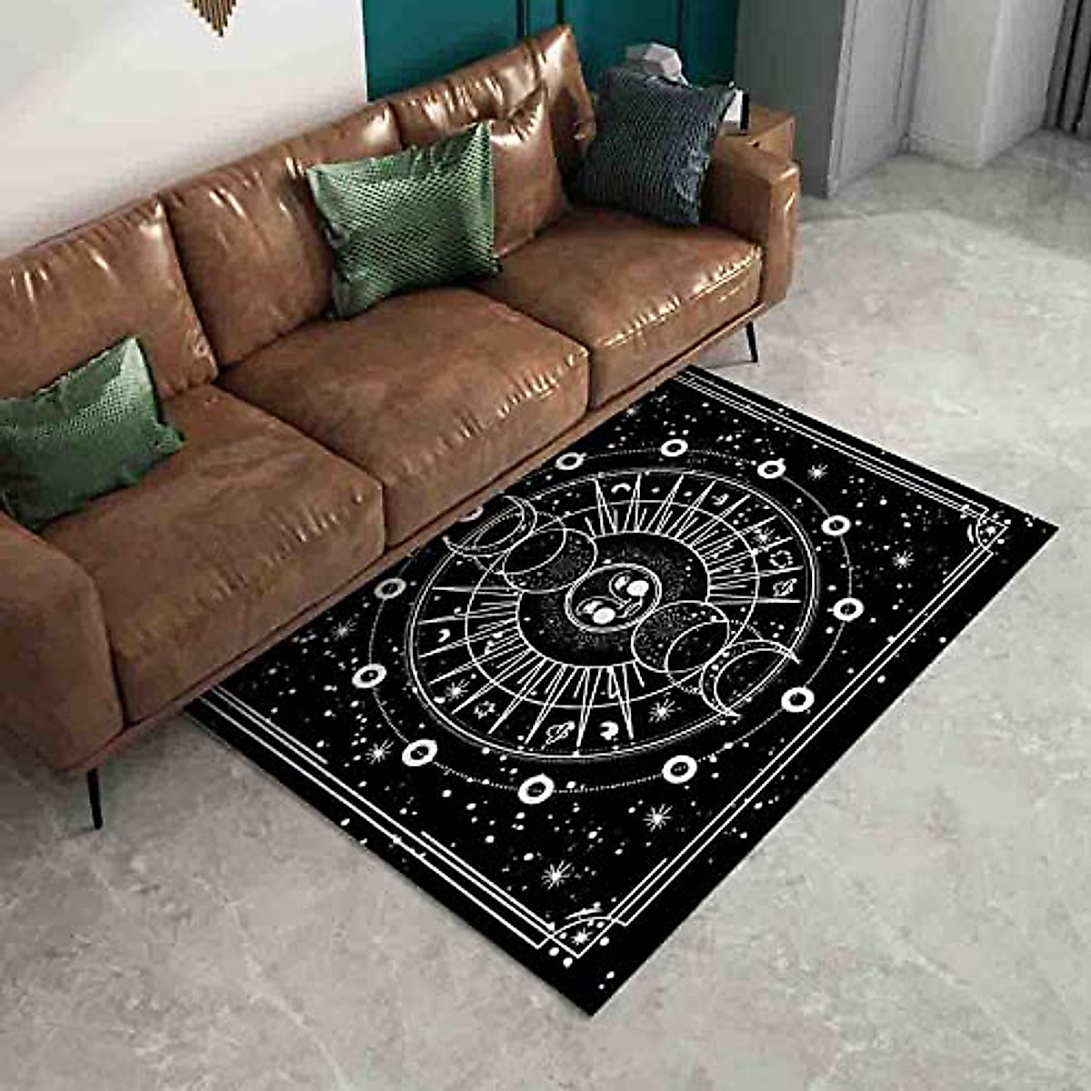 KRTGOOD Moon Phase Area Rug 3x5 Lunar Tarot Astrology Rugs for Bedroom Boho Celestial Mat