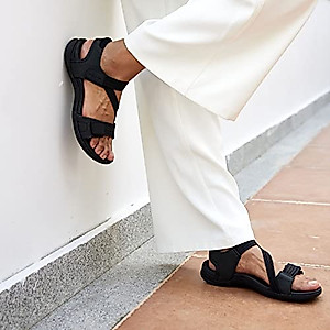 MEGNYA Comfortable Hiking Sandals for Women, Lightweight Walking Sport Slides Black Size 9