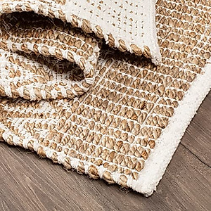 Chindi Rug,Rug 3x5',Rag Rugs,Braided Rug,3x5 Rug,Chindi Rugs,Chindi Handloom Rug 3x5',Farmhouse Area Rugs, Natural Braided Doormat for Kitchen Entryway Pets Playing Chindi Chindi Rugs - Natural/White