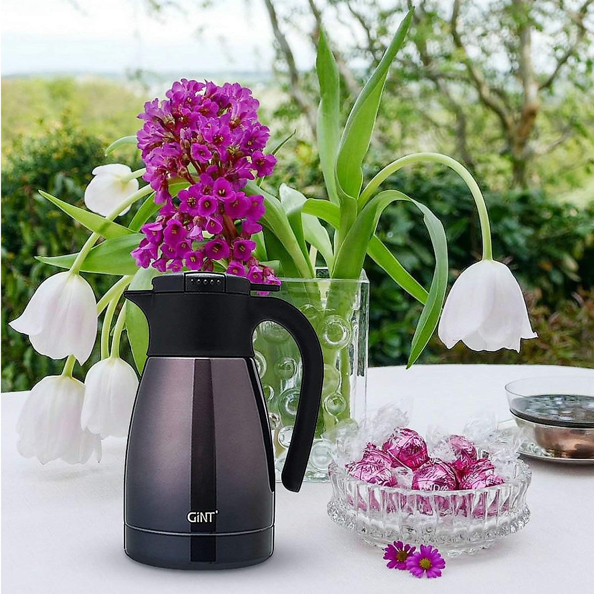 GiNT 51Oz Stainless Steel Thermal Coffee Carafe with Lid/Double Walled Vacuum Thermos / 12 Hour Heat Retention (Purple, 1.5L)