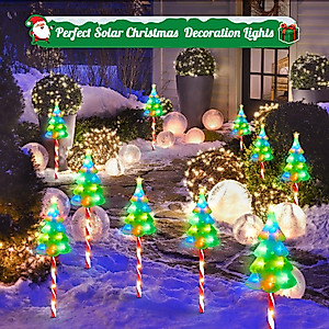 Christmas Decorations Outside Solar Christmas Tree Candy Cane Stake Lights, KOOPER 6 Pack Brighter 102 LED Solar Christmas Pathway Lights Outdoor, 8 Modes Outdoor Christmas Decoration for Xmas Decor