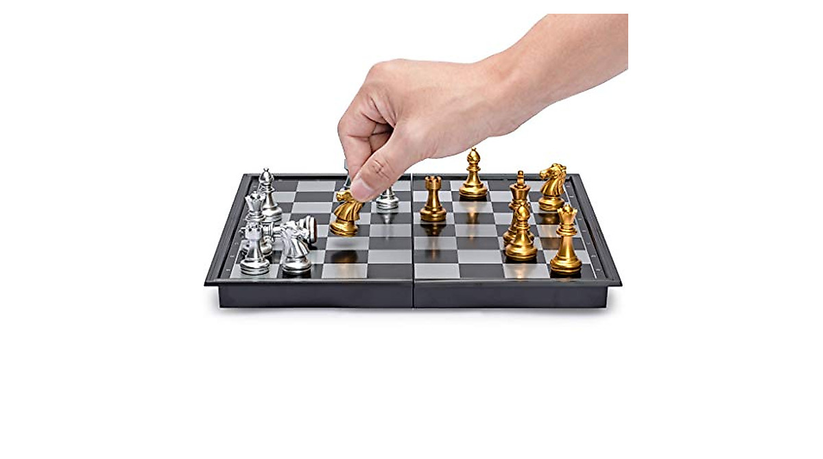 Portable Magnetic Chess Set - Travel-Friendly 9.8-Inch Folding Board