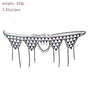 CanB Rhinestone Body Chains Sexy Body Belly Waist Skirt Chain Festival Body Jewelry for Women and Girls (Ⅳ)