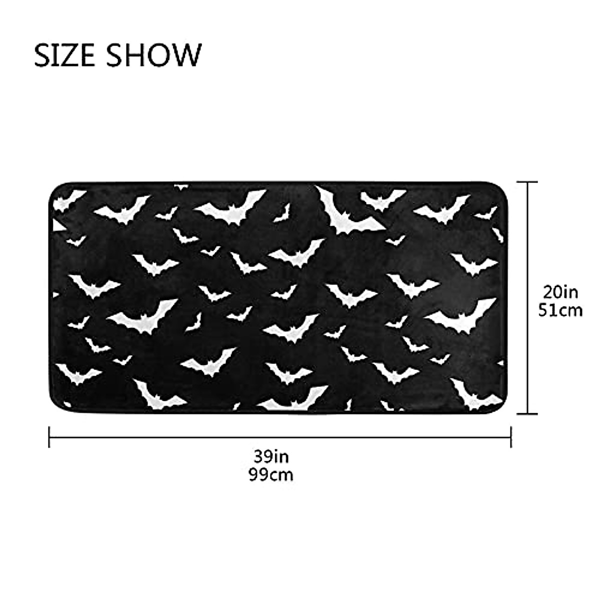 Krafig Halloween Bats Kitchen Rug Non Slip Washable Anti Fatigue Kitchen Mats Runners Floor Comfort Mat Area Rug Carpet for Kitchen Living Room Bathroom Laundry Room Entryway 39x20 Inch