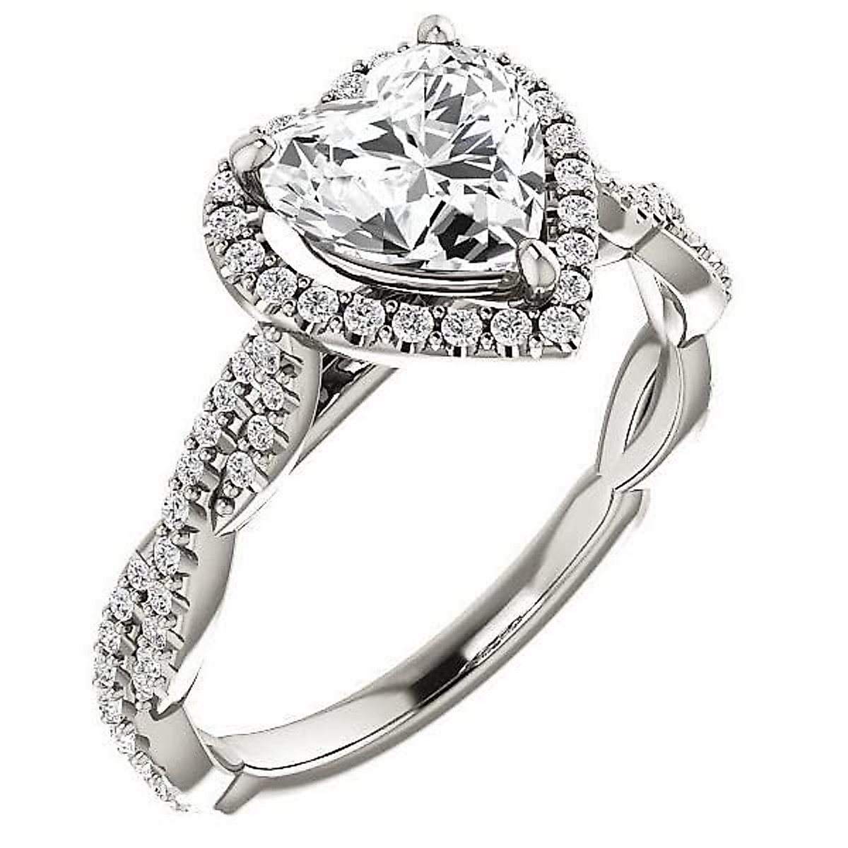 JEWELERYN 4 CT Heart Colorless Moissanite Engagement Ring for Women/Her, Wedding Bridal Ring Set, Eternity Sterling Silver Solid Gold Diamond Solitaire 3-Prong Set for Her (8.5)