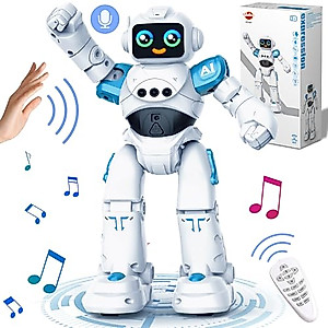 Robot Toys for Kids - Smart Talking Voice Remote Control Robot, Gesture Sensing Programmable Emo Robot Toy for Age 3 4 5 6 7 8 Year Old Boys Girls Birthday Gift Present