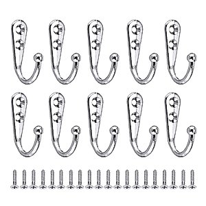 QRZLP Wall Mounted Coat Hooks, Heavy Duty Hanger Hook with Screws Vintage Zinc Alloy Wall Clothes Hanger Coat Hat Hook Cloakroom Hook for Hat, Towel, Key, Robe, Coats, Scarf, Bag, Cap, etc. (Black)