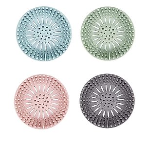 NADUSEP Drain Hair Catcher, Durable Silicone Hair Stopper for Shower Drain Cover Bathroom Tub, Drain Strainer to Catch Hair Easy to Install and Clean Suit for Bathtub Kitchen Sink Shower Floor, 4Pcs