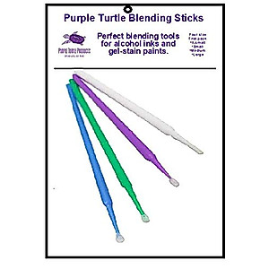 Tim Holtz Bundle - Snow Cap & Pitch Black Mixatives - Alcohol Blending Solution - Purple Turtle Detail Sticks