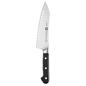 ZWILLING J.A. Henckels Pro 7 Hollow Edge Rocking Santoku Knife, Silver