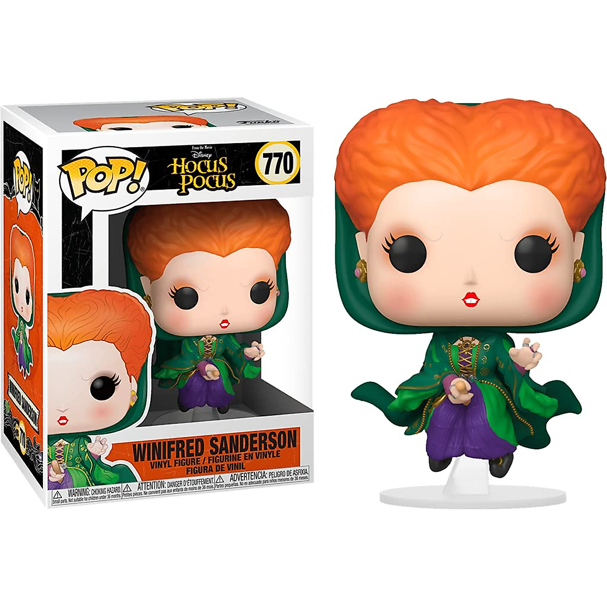 POP Disney: Hocus Pocus - Winifred Sanderson Flying Funko Vinyl Figure (Bundled with Compatible Pop Box Protector Case), Multicolored, 3.75 inches