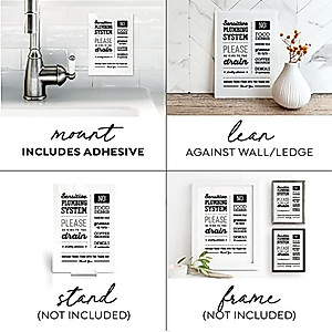 5x7 Inch Sensitive Plumbing Please Be Kind to the Drain Designer Kitchen Sign ~ Ready to Stick, Lean or Frame ~ Premium Finish, Durable