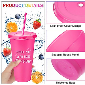 Bokon 30 Pcs Employee Appreciation Gifts 24oz Plastic Cups with Lids and Straws Thank You Gifts for Staff Coworker Reusable Tumblers Thank You Cups for Teacher Nurse(Appreciation)