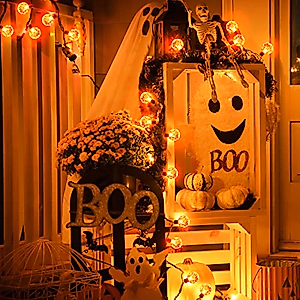 Solar Christmas String Lights Outdoor Waterproof, 2 Pack 60 LED 36.5 FT Each, Crystal Globe Lights with 8 Lighting Modes, Solar Powered Patio Lights for Garden Yard Porch Wedding Party Decor (Orange)