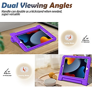 LTROP iPad Case for 9th/8th/7th Gen (2021/2020/2019), Purple, Portable Electronic Device Cover with Built-in Screen Protector, Shockproof Handle Stand, Compatible with 10.2-inch iPad