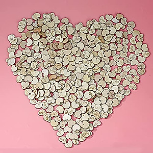 Lystaii 400pcs Rustic Wooden Love Heart Wedding Table Scatter Decoration Valentines’ Day Engraved Natural Wood Heart Table Confetti Children's DIY for Crafts Wedding Engagement Baby Shower Party