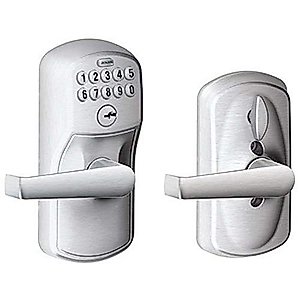 SCHLAGE Brushed Chrome FE595CS V PLY 626 ELA Plymouth Light Commercial Electronic Keypad Lock with Elan Lever(Satin Chrome)