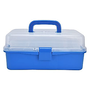 Storage Toolbox 3 Layer Plastic Storage Box Portable Folding Handheld Tool Organizer with Transparent Cover for Indoor Outdoor