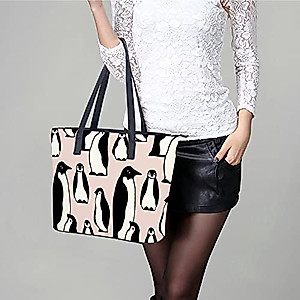 Womens Handbag Penguins Animal Pattern Leather Tote Bag Top Handle Satchel Bags For Lady