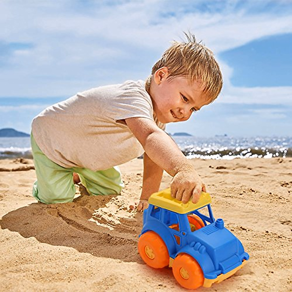 LotFancy 9'' Dump Truck Toy for Kids, Small Plastic Sand Truck, Construction Play Vehicle Toy for Baby Toddlers Outdoor, BPA and Phthalates Free
