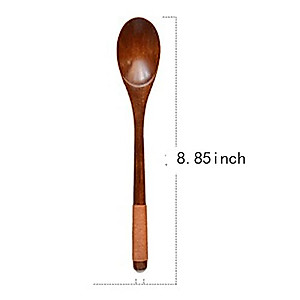 8 Pcs Wooden 9 inch Japanese Spoon Fork Set Including Wooden Spoons and Wooden Forks Japanese Wooden Utensil Set Reusable Handmade Natural Wood Flatware Set for Cooking Stirring Eating