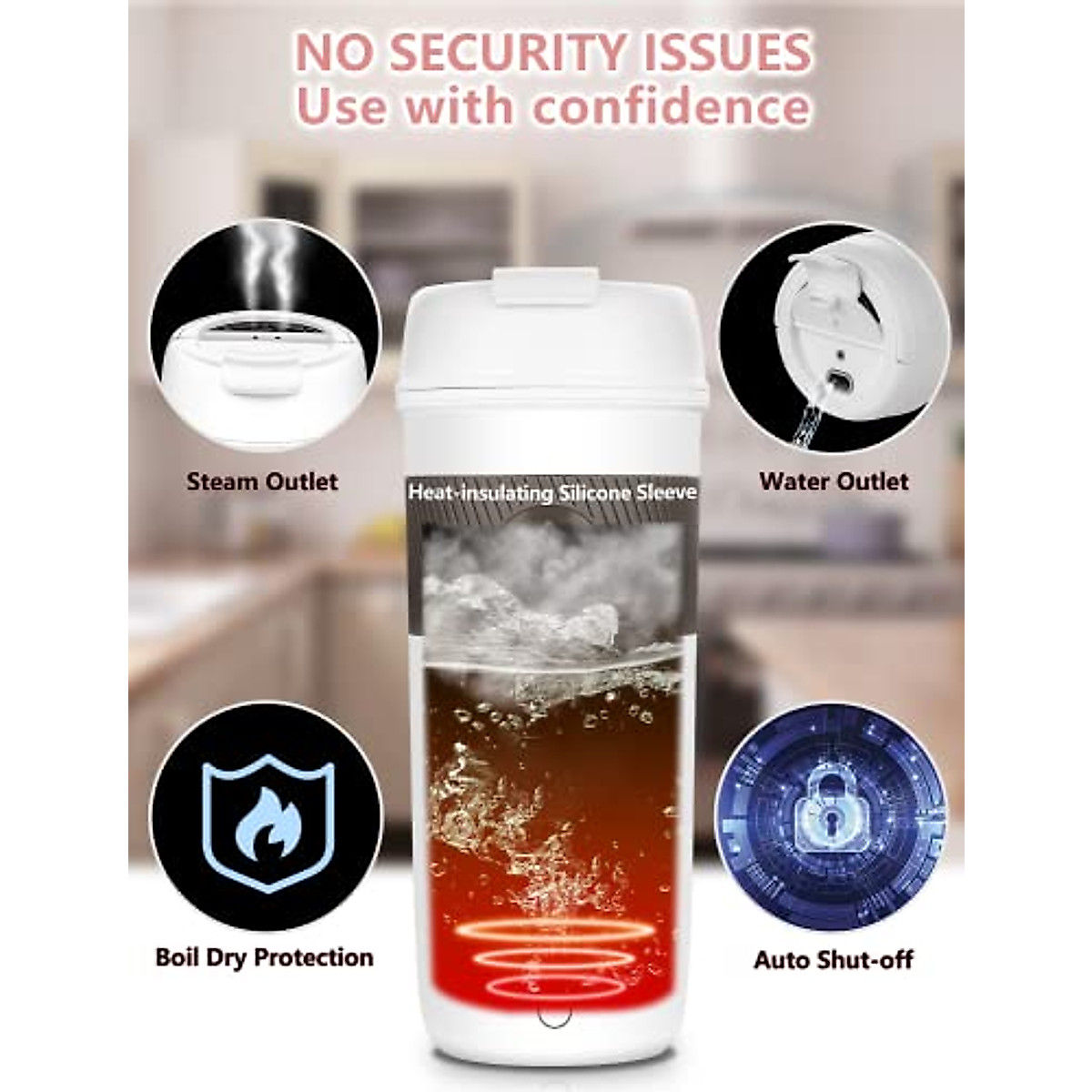 Portable Travel Electric Kettle, Mini Electric Tea Kettle for Boiling Water at Home Office Hotel and Travel, Small Electric Kettle Unique Gifts for Man Woman