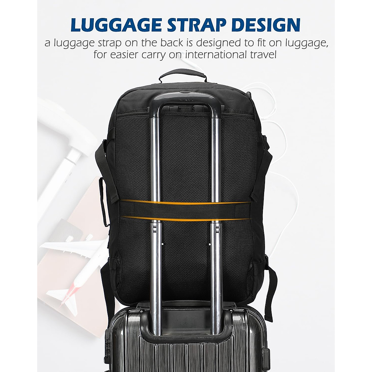 Hynes Eagle Carry on Backpack 38L Large Travel Backpack for Women Flight Approved Weekender Bag Laptop Backpack Men 15 inches Black with 3PCS Packing Cubes Set Grey