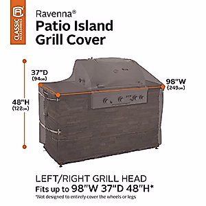 Classic Accessories Ravenna Water-Resistant 98 in. BBQ Grill Cover for Island with Left/Right Grill Head