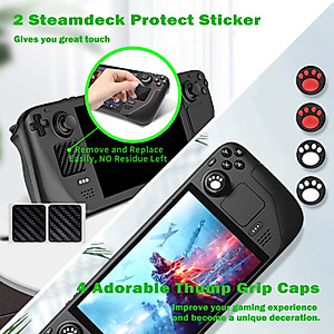 Steam Deck Dock, AOLION 6 in 1 Steamdeck 4K TV Docking Station USB C Hub Multiport Adapter with HDMI/USB 3.0 / Type C/Ethernet Port, 2 Protect Sticker and 4 Thumb Grip Caps for Stream Deck Console