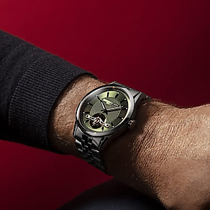 RAYMOND WEIL Freelancer Men's Automatic Watch, Calibre RW1212, Visible Balance Wheel, Green Dial with Indexes, Stainless Steel Bracelet, 42.5 mm (Model: 2780-ST-52001)