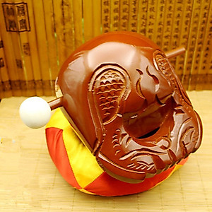 Buddhist Camphorwood Wooden Fish Temple Block Zen Drum with Mat 4 inch