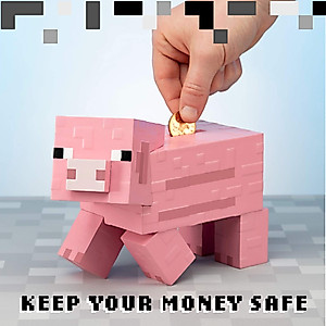 Minecraft Pig Money Bank BDP | Pink Pixelated 3D Savings Piggy-Bank | Unique Gift Idea Perfect for Gamers