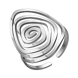 Dreamtimes Swirl Geometric Ring Spiral Swirl Ring Braided Wrap Style Women Stainless Steel Exaggerated Adjustable Thumb Open Ring Fashion Jewelry Gift for Wife Girlfriend
