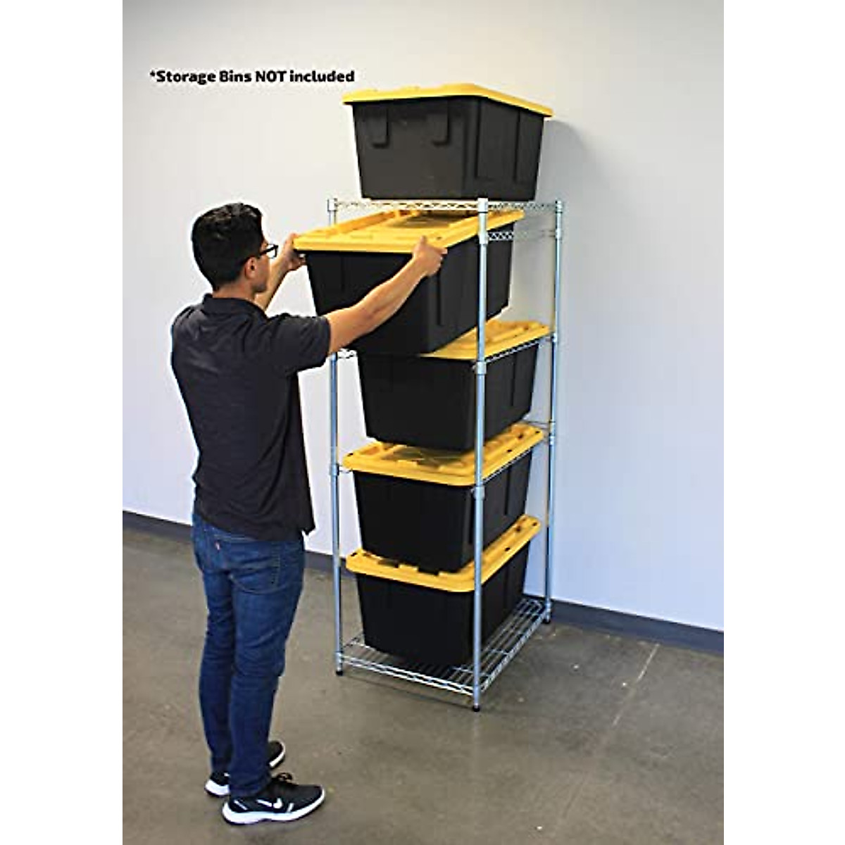 SafeRacks 5 Tier Steel Storage Bin Rack, Zinc Plated, NSF Certified, 31″ x 23″ x 72″