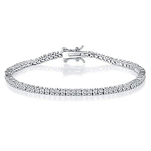 Gemsme 2.0MM Tennis Bracelet for Women and Men，18K White Gold Plated Round 2mm Cubic Zirconia Classic Tennis Bracelet