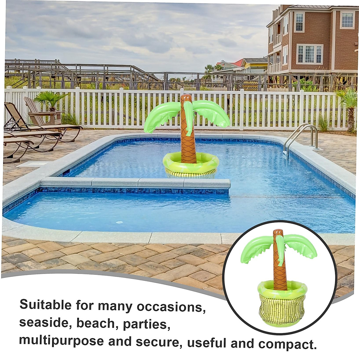 NOLITOY 3pcs Inflatable Coconut Ice Bucket Tray Decor Items Inflatable Cooler Table Inflatable Palm Tree Cooler Treasure Chest Floatable Cooler Pvc Pool Party Beer Rack Coconut Tree