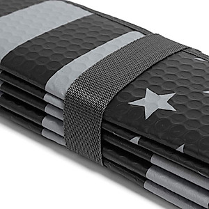 BDK USA American Flag Black Curved Windshield Sunshade Accordion Folding Style Auto Shade for Car Truck SUV Van Blocks UV Ray Sun Visor Protector Easy Setup Keeps Your Vehicle Cool - 58 x 27 inches