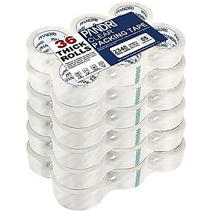 PANDRI Clear Packing Tape, 36 Rolls Heavy Duty Packaging Tape for Shipping Packaging Moving Sealing, 1.88 inches Wide, 65 Yards Per Roll, Total 2340 Yards