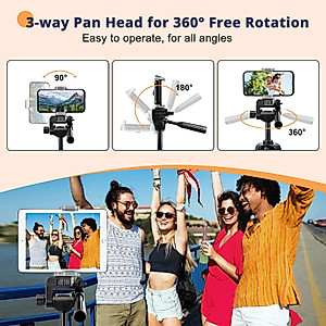 64” Phone&Tablet Tripod, Aureday Cell Phone Tripod for iPhone with Wireless Remote and Phone Holder Bundle with 14'' Selfie Ring Light with 62'' Tripod Stand and Phone Holder, Dimmable LED Phone Ringl