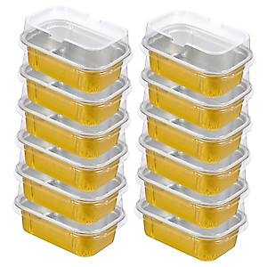 100 Pcs Aluminum Foil Cake Box Fruit Container Aluminum Pie Pans Reusable Foil Pans Foil Pans with Lids To Go Food Containers with Lids Package Cake Container Portable re-usable