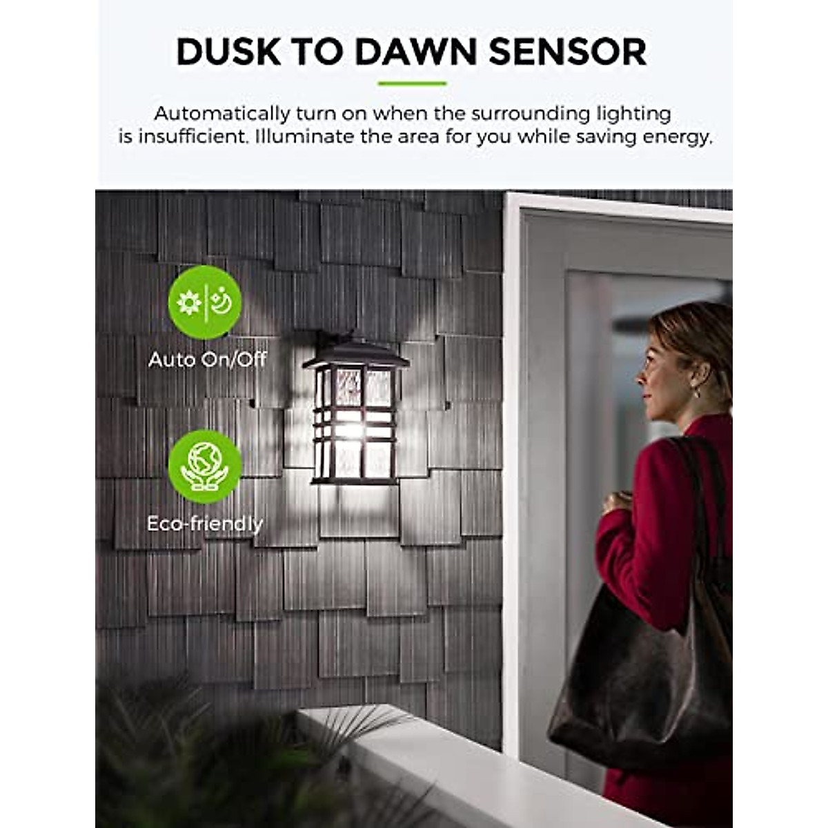 L LOHAS LED Dusk to Dawn LED Light Bulbs, 40W Equivalent LED Outdoor Lighting, Daylight 5000K, Automatic On/Off Outdoor Light, A19 6W Bright Porch Light Bulbs, 500LM E26 for Garage Patio, 4 Pack