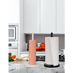 WORHE Paper Towel Holder Metal Countertop,Matte Black Paper Towel Holder 1 Pack Heavy Duty Base Stand Roll Dispenser for Stand Dining Table Bathroom Home Decor (YGC018)