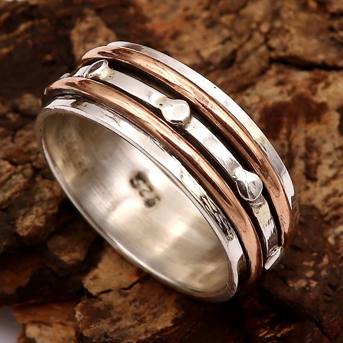 Solid 925 Sterling Silver Spinner Maditation Band Ring Women Gift Statement Handmade Jewelry Ring Goyal Jewels GESR0158 (US-16)